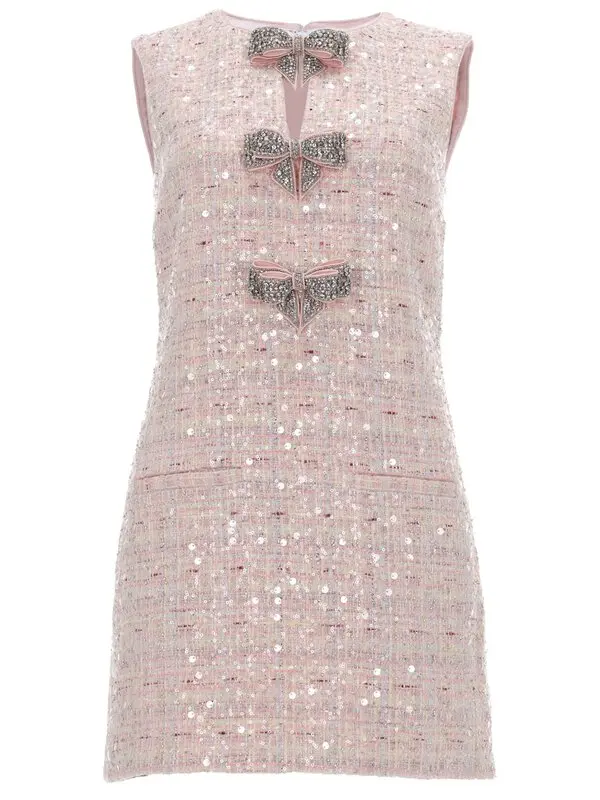 SELF-PORTRAIT Mini Bow Embellished Tweed Dress