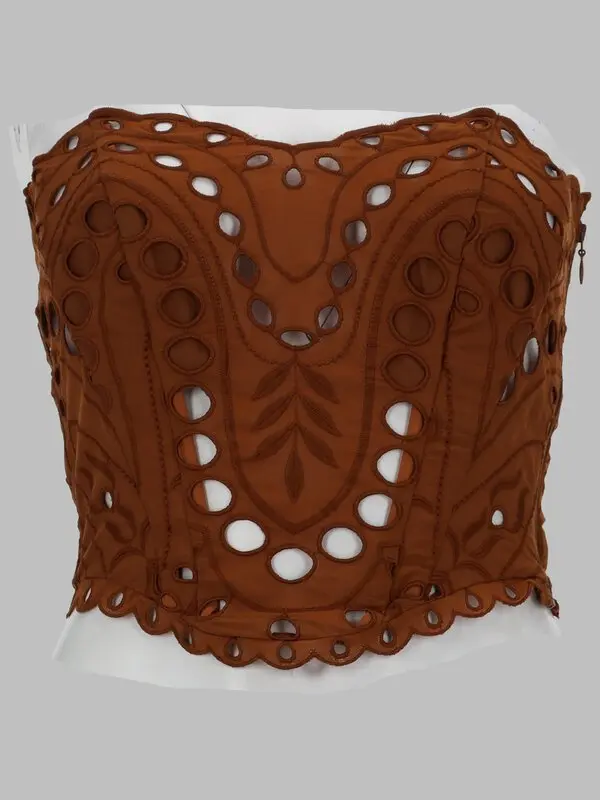 Charo Ruiz Ibiza Kai" Eyelet Corset Top - Brown