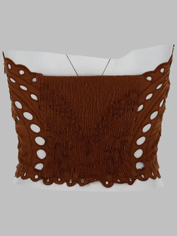 Charo Ruiz Ibiza Kai" Eyelet Corset Top - Brown