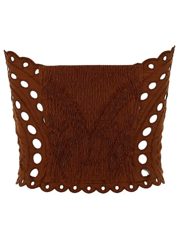 Charo Ruiz Ibiza Kai" Eyelet Corset Top - Brown
