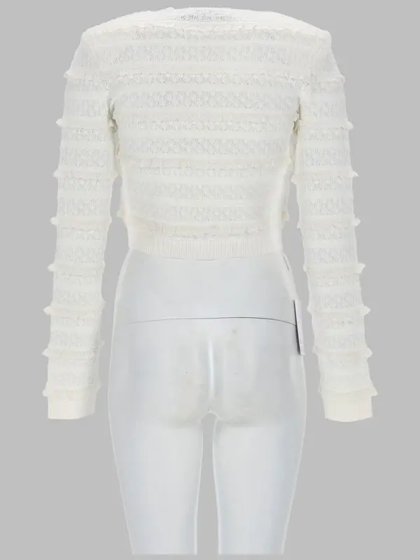 SELF-PORTRAIT Cardigan With Rhinestones - White