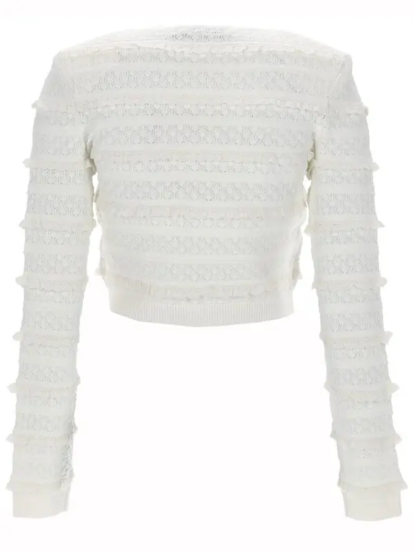 SELF-PORTRAIT Cardigan With Rhinestones - White