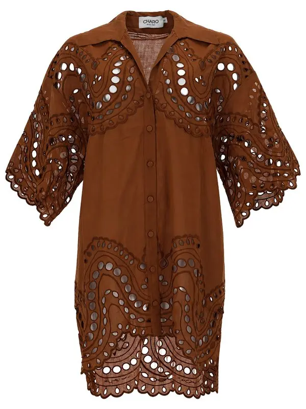 Charo Ruiz Ibiza Tao" Embroidered Blouse - Brown