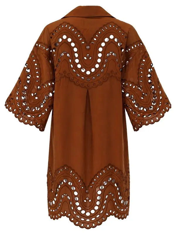 Charo Ruiz Ibiza Tao" Embroidered Blouse - Brown