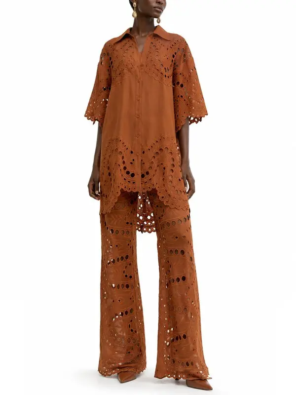 Charo Ruiz Ibiza Tao" Embroidered Blouse - Brown