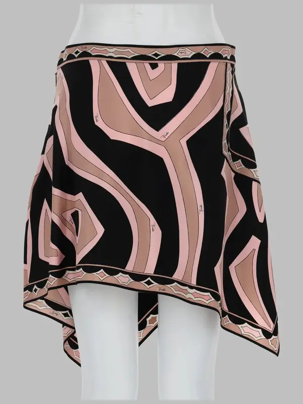 Emilio Pucci Asymmetrical Printed Silk Miniskirt - Pink