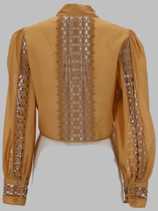 Charo Ruiz Ibiza Devi Lace-trimmed Cropped Blouse - Beige