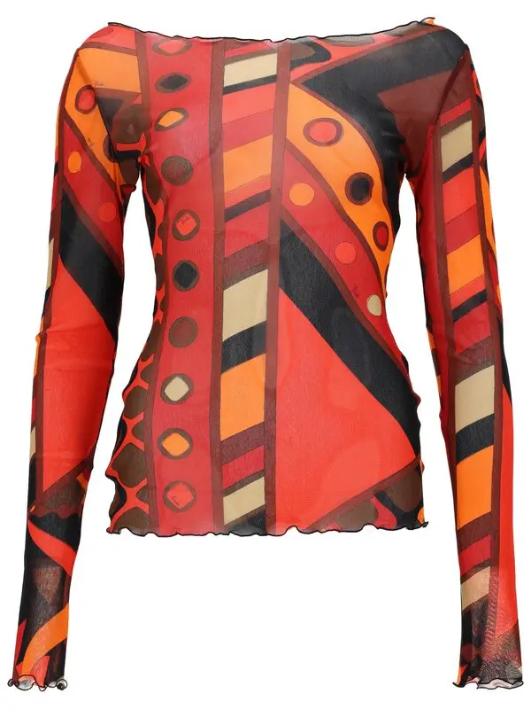 Emilio Pucci Vivara Tulle Top - Orange