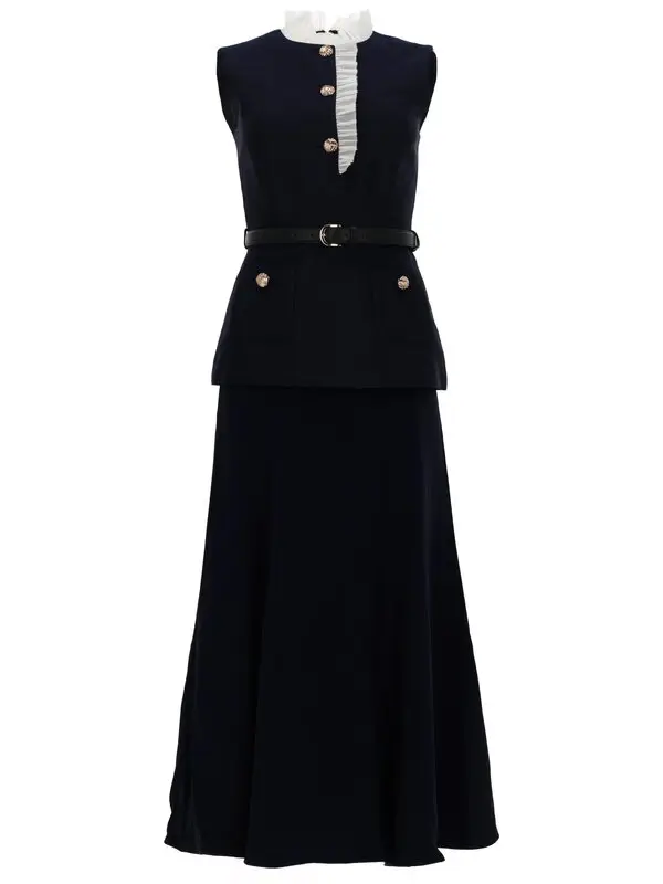 SELF-PORTRAIT Tafetta Frill Midi Dress