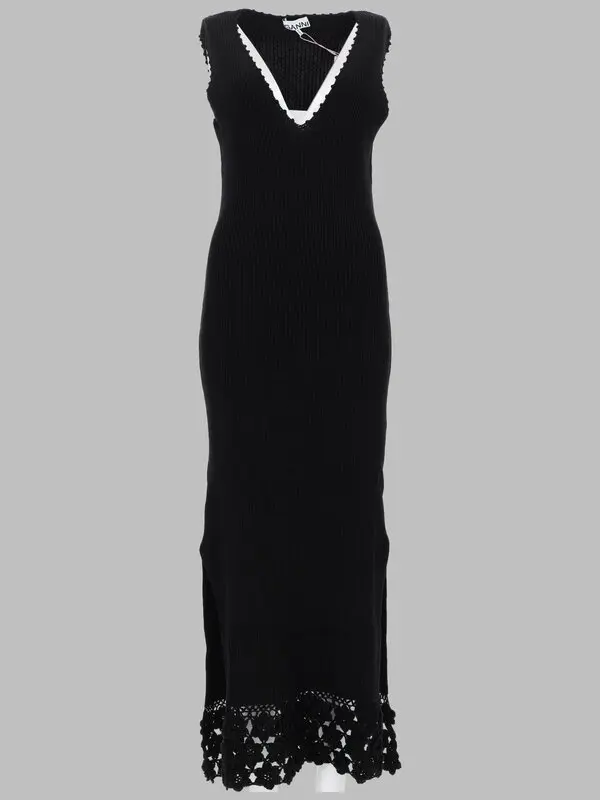 GANNI Maxi Dress With Crochet Trim