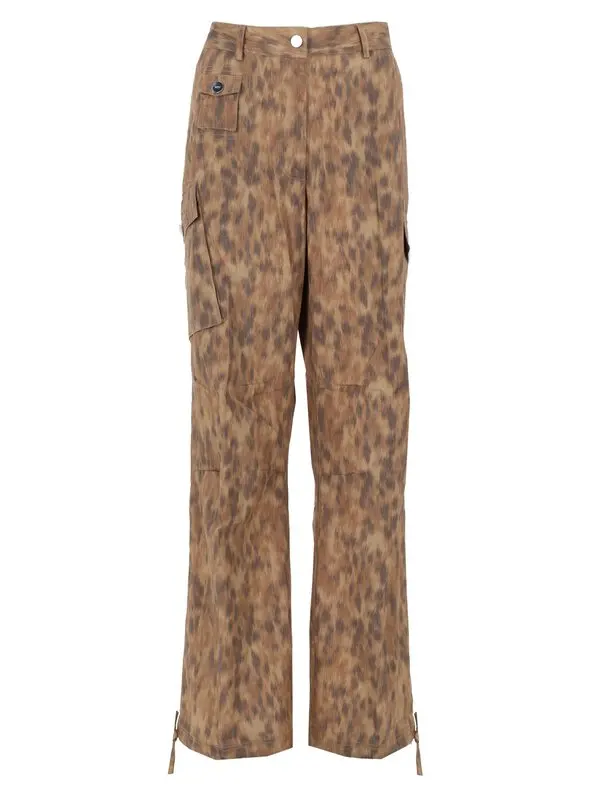GANNI Printed Cotton Cargo Pants