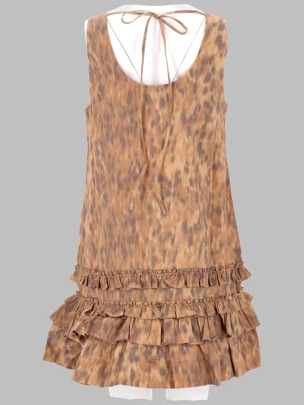 GANNI Printed Cotton Mini Dress With Tiered Ruffles