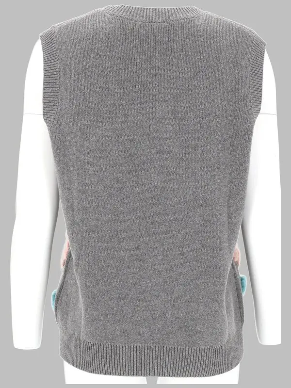 GANNI Floral Appliqué Knit Vest