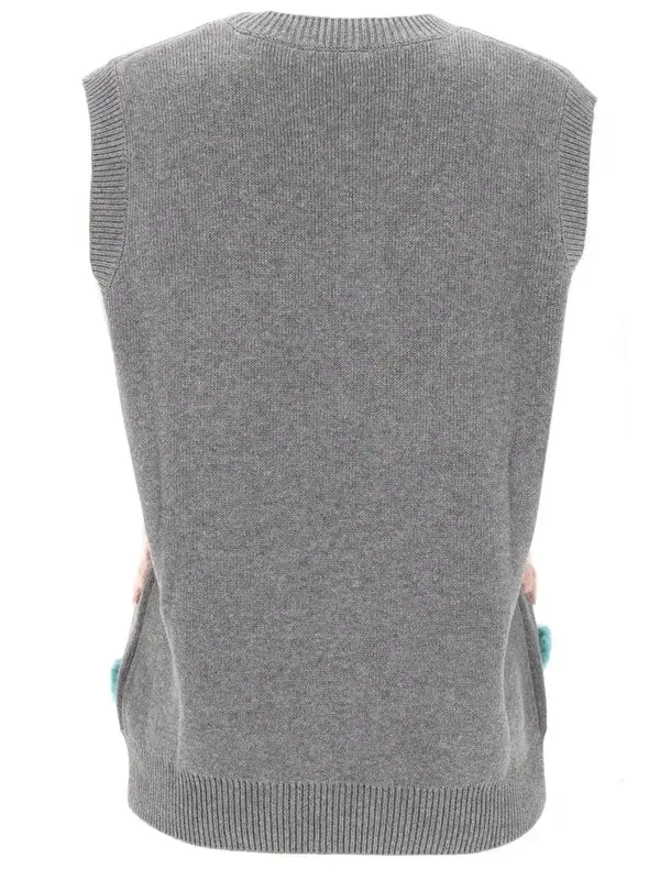 GANNI Floral Appliqué Knit Vest