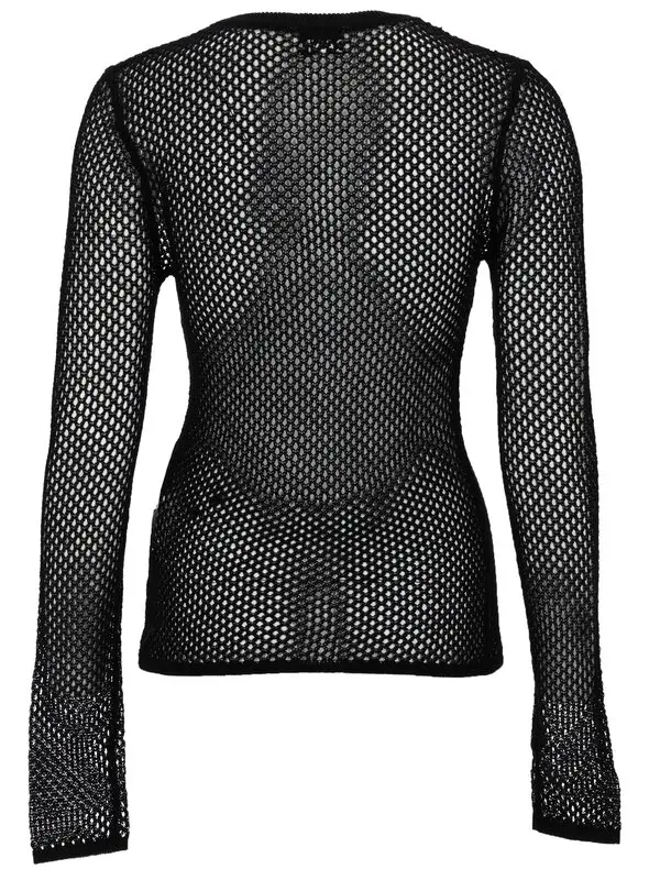GANNI Mesh Cotton Top With Floral Appliqu