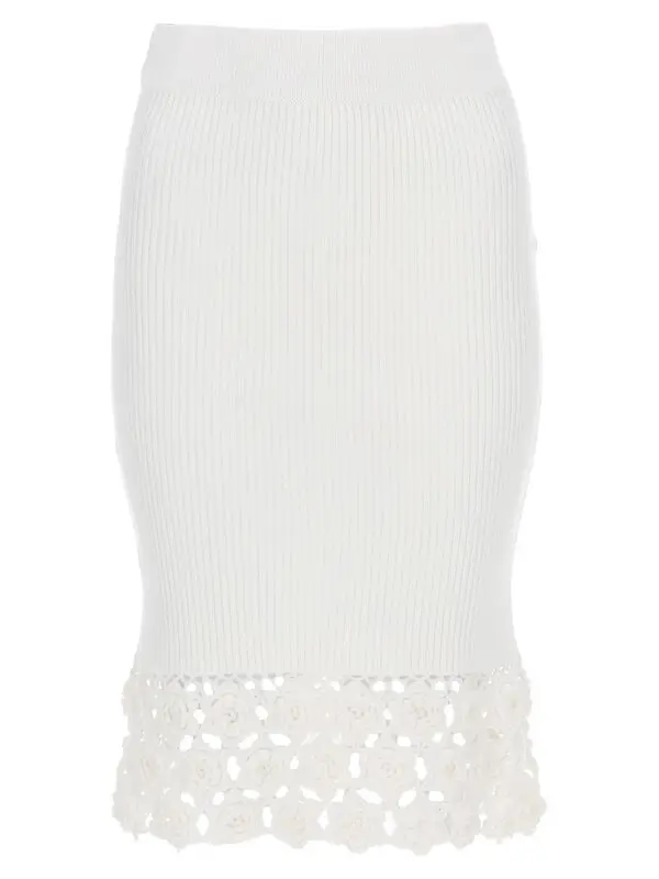 GANNI Crochet Trimmed Ribbed Skirt