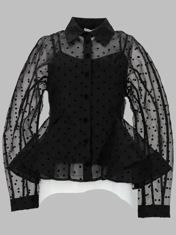 GANNI Peplum Organza Blouse