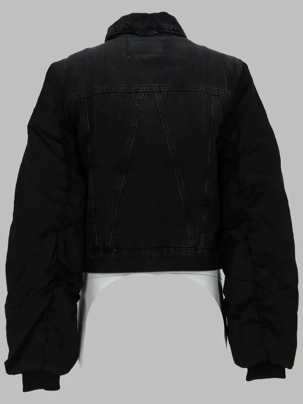 GANNI Cropped Denim Jacket With Contrasting Sleeves