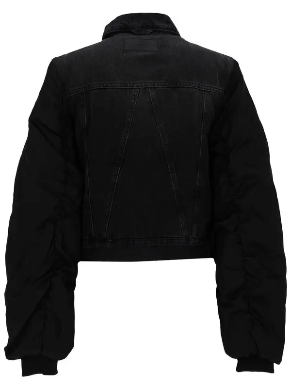 GANNI Cropped Denim Jacket With Contrasting Sleeves