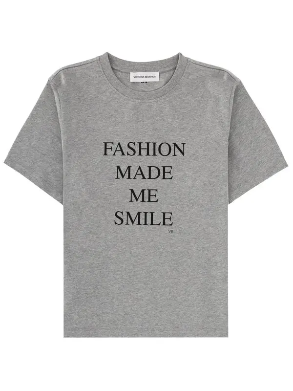 Victoria Beckham Cotton T-shirt With Print - Grey