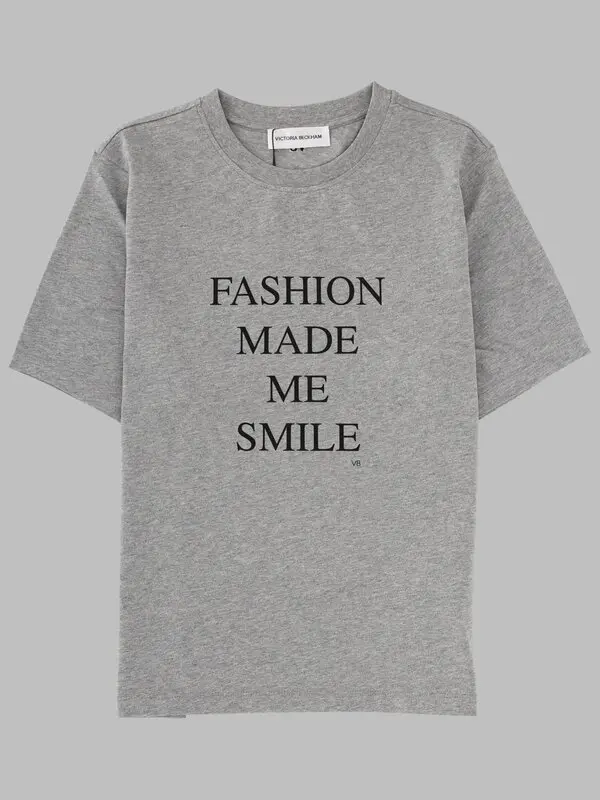Victoria Beckham Cotton T-shirt With Print - Grey