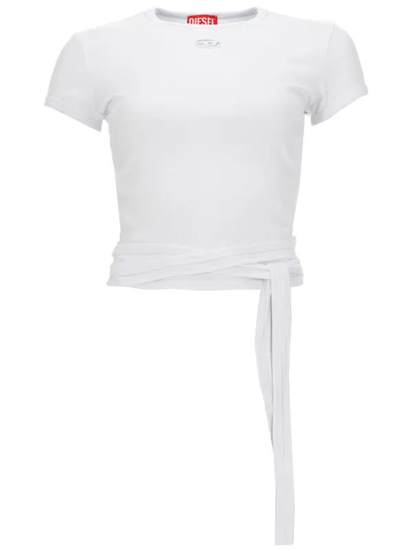 DIESEL® T-shirt A Costine Con Lacci - White
