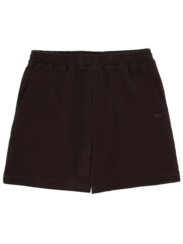 Lacoste Cotton Shorts With Logo - Brown