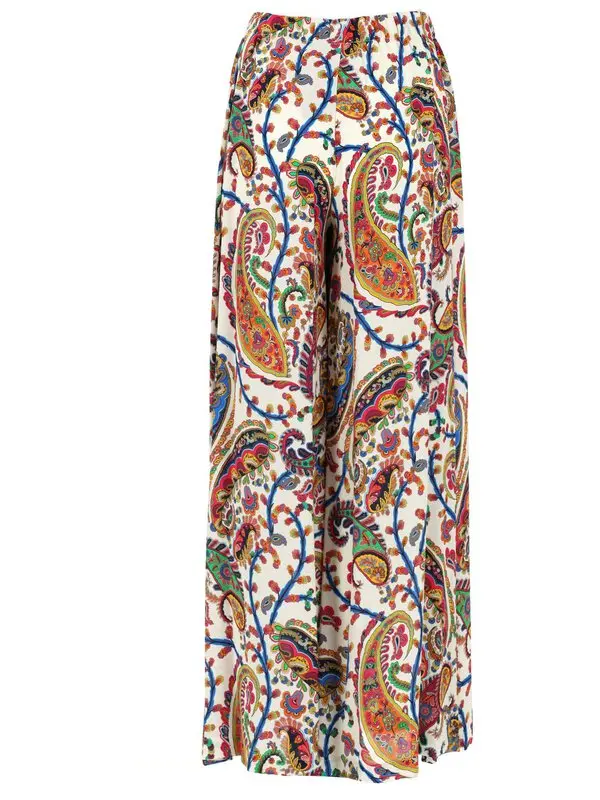 Etro Palazzo Pants With Belted Waist And Paisley Motif