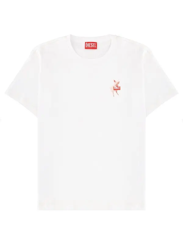 DIESEL® T-shirt In Cotone Con Stampa Logo - White