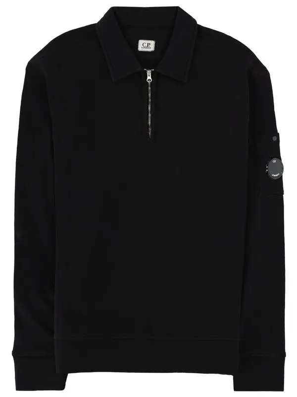 C.P. COMPANY Polo Sweatshirt With Zip - Black