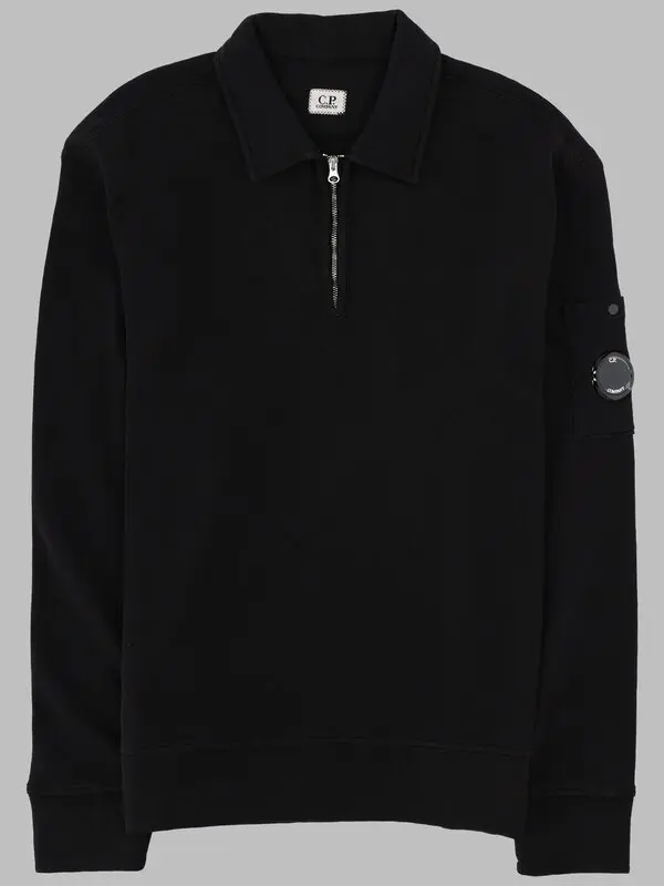 C.P. COMPANY Polo Sweatshirt With Zip - Black