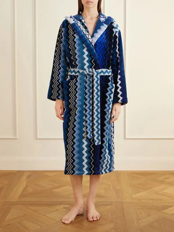 Missoni Giacomo Striped Hooded Belted Cotton-terry Robe - Multi