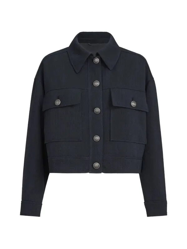 Brunello Cucinelli Wool Jacket With Monili Decoration - Blue