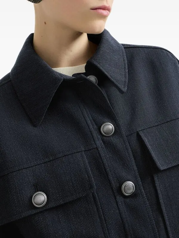 Brunello Cucinelli Wool Jacket With Monili Decoration - Blue