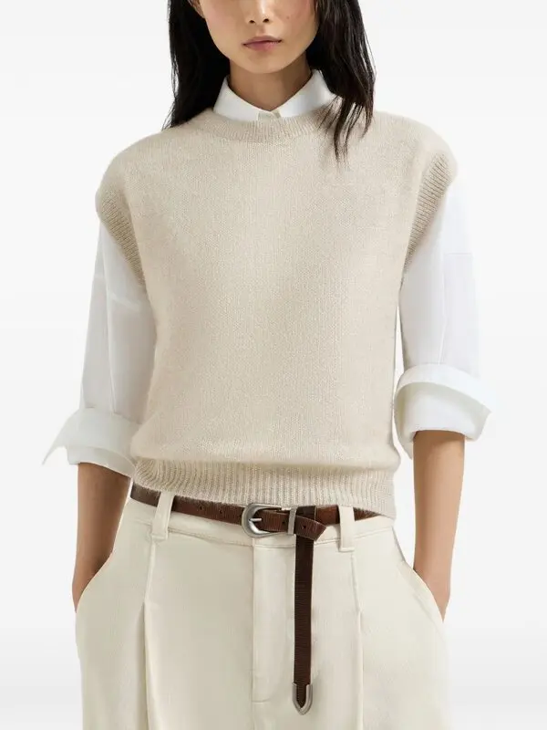 Brunello Cucinelli Rib Knit Crewneck Sweater Vest