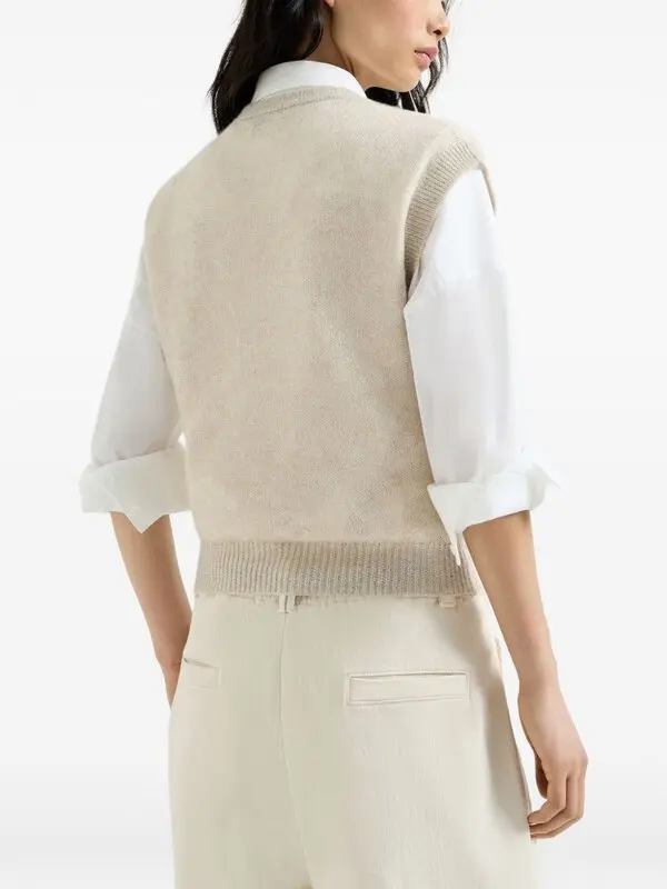 Brunello Cucinelli Rib Knit Crewneck Sweater Vest
