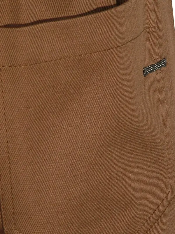 Brunello Cucinelli Cotton Twill Trousers With Monili Detail