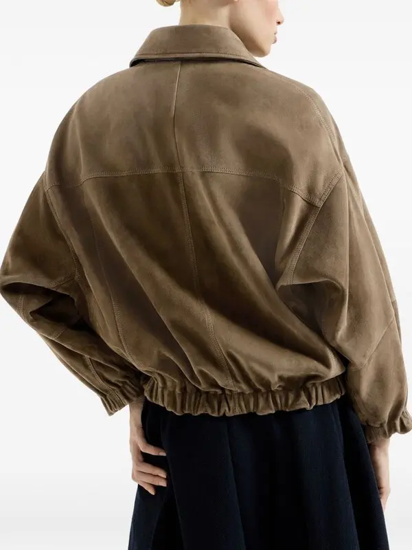Brunello Cucinelli Suede Leather Jacket - Brown