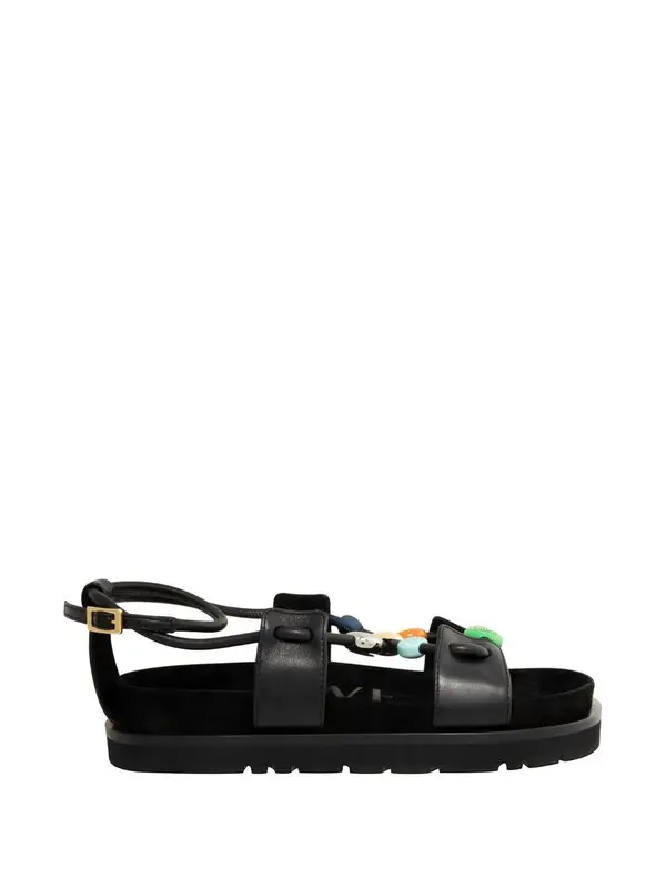 Loewe Pebble Fussbett Leather Sandals - Black