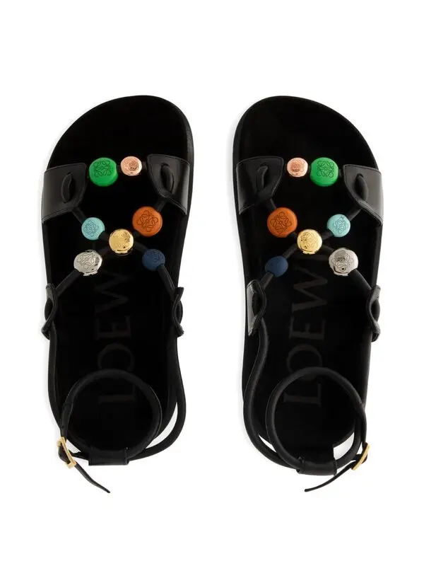 Loewe Pebble Fussbett Leather Sandals - Black