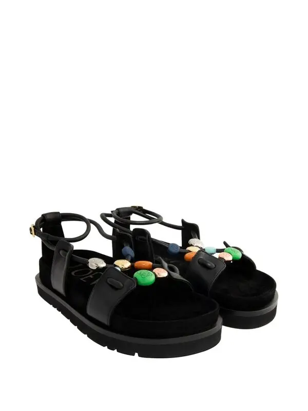 Loewe Pebble Fussbett Leather Sandals - Black