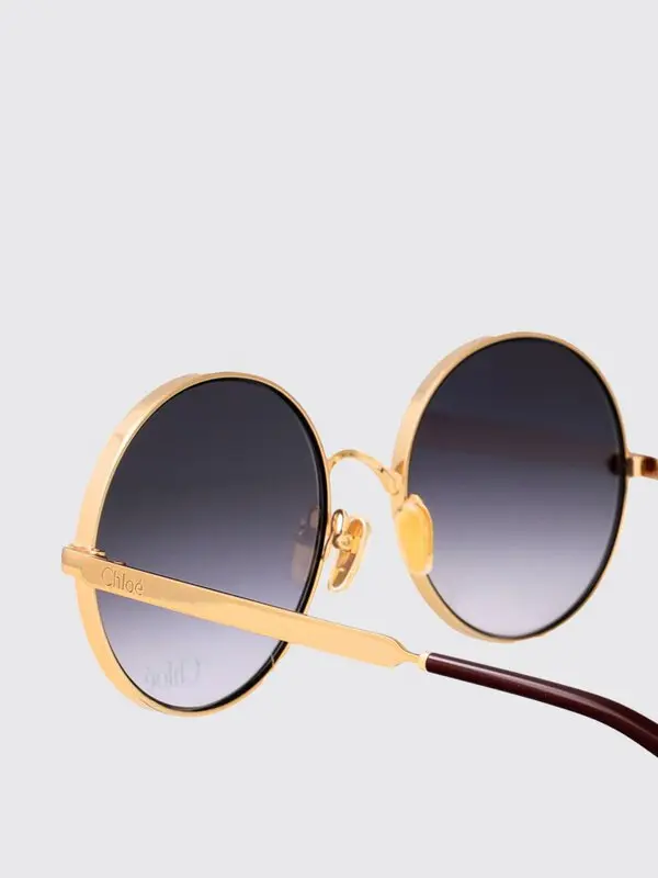 Chloé Round Metal Sunglasses With Engraved Logo - Grey 1