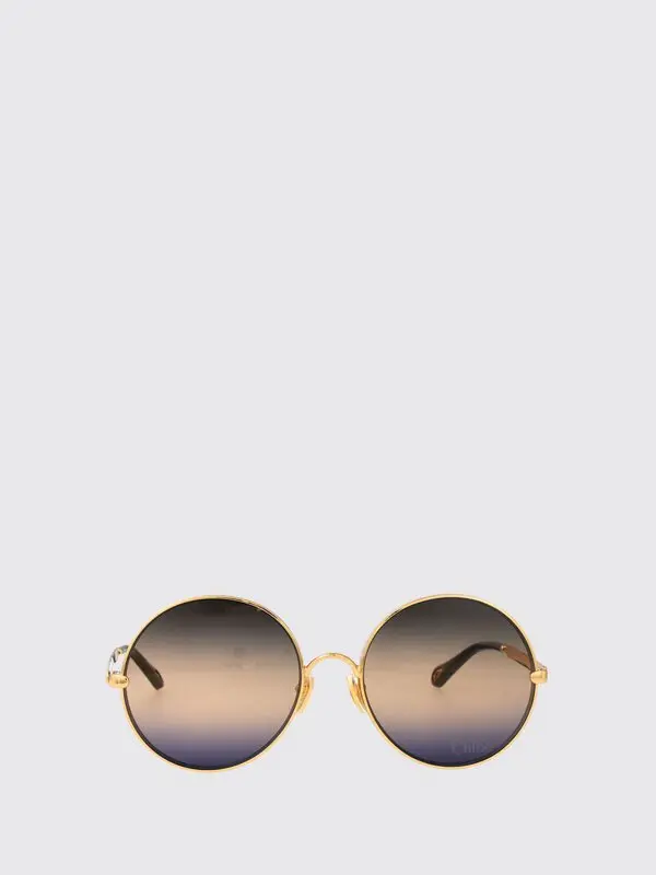 Chloé Round Metal Sunglasses With Engraved Logo