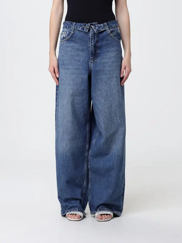 Liu Jo Cotton Denim Wide Leg Jeans - Navy