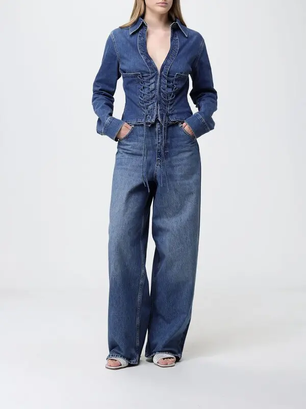 Liu Jo Cotton Denim Wide Leg Jeans - Navy