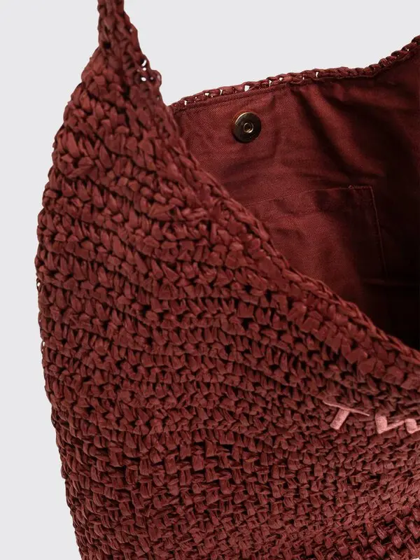 TWINSET Woven Raffia Hobo Bag - Brown