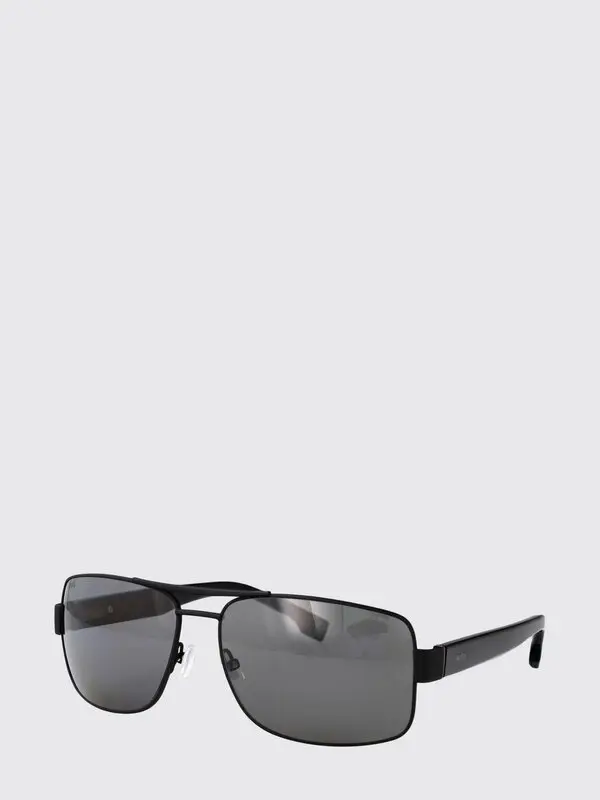 BOSS Rectangular Aviator Metal Sunglasses With Lettering Logo - Black