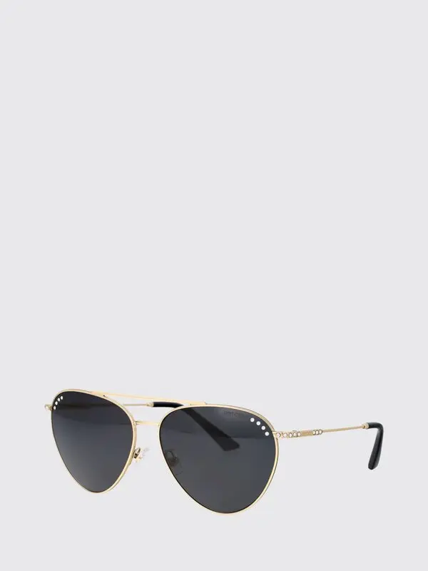 JIMMY CHOO Aviator Sunglasses In Steel With Rhinestones And Double Bridge - Gold