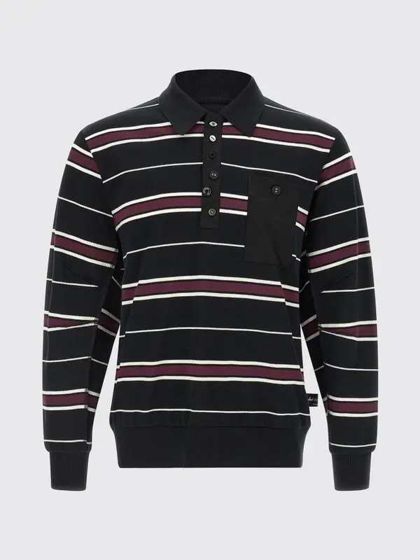 Undercover Striped Long-sleeved Cotton Polo Shirt With Ribbed Collar - Multicolor