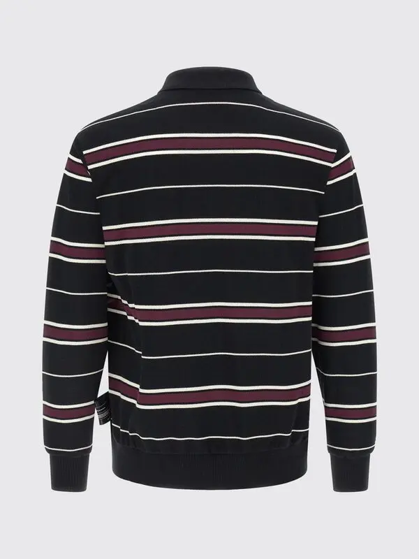 Undercover Striped Long-sleeved Cotton Polo Shirt With Ribbed Collar - Multicolor